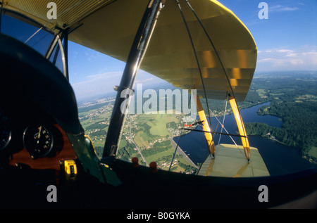 View inside the cockpit of a De Havilland DH 82A Tiger Moth on display ...