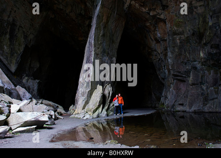 Cathedral cave cavern in old slate quarry, Little Langdale, Cumbria ...