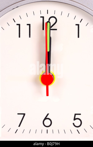 high noon or midnight at twelve o'clock on a clock with large numbers ...