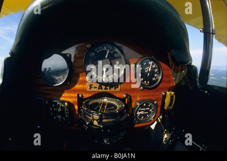 View inside the cockpit of a De Havilland DH 82A Tiger Moth on display ...