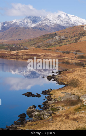 Reflection in lake near Capel Curig, Snowdonia National Park, North ...