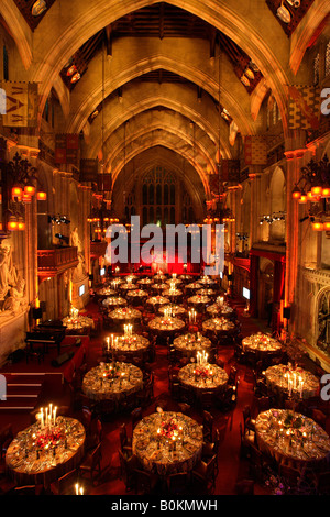 The Great Hall in London's Guildhall set up for a corporate function ...