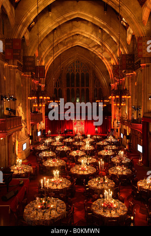 The Great Hall in London's Guildhall set up for a corporate function ...