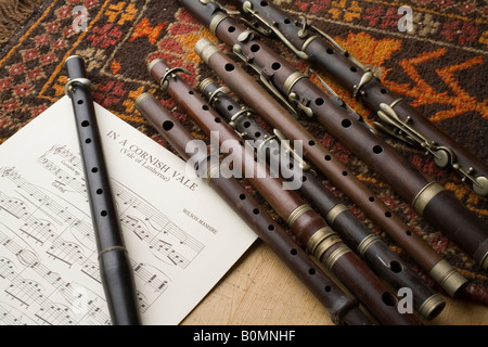 Old fashioned fifes from a Cornish fife and drum band Stock Photo - Alamy