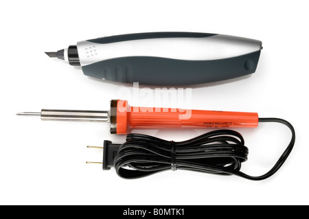 Closeup of soldering iron cut out on white background with clipping ...