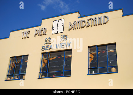 The art deco Pier Bandstand, Weymouth beach and seafront Promenade ...