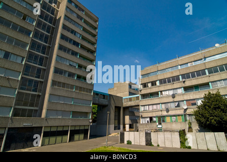 Wide angle view on the ferrier Estate, Kidbrooke, London, on a grey ...