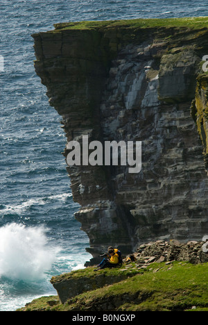 Sea cliffs near the Noup on the Isle of Noss, Shetland Islands ...