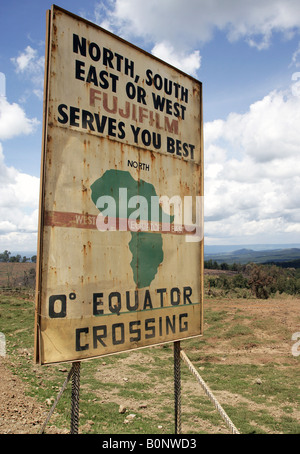 Equator sign at the roadside, Kenya, Rift Valley Stock Photo - Alamy