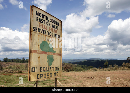 Equator sign at the roadside, Kenya, Rift Valley Stock Photo - Alamy