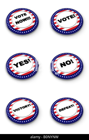 Vote buttons in red, white, and blue with stars - 3d rendering Stock ...