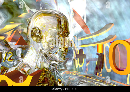 Man in the world of mathematics Stock Photo - Alamy