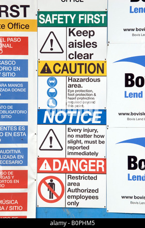 Various safety reminder signs at a construction site in New York Stock ...