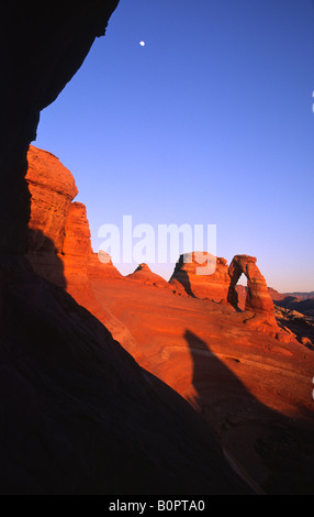 Delicate Arch Arches With Moon National Park Utah Stock Photo - Alamy