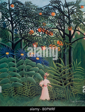 Woman Walking in an Exotic Forest (Femme se promenant dans une forêt ...