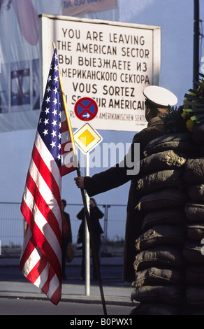 Checkpoint Charlie, a symbol of Cold War in Berlin, Germany Stock Photo ...