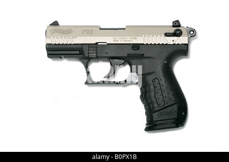 Walther P22 Chrome pistol handgun hand gun Stock Photo - Alamy