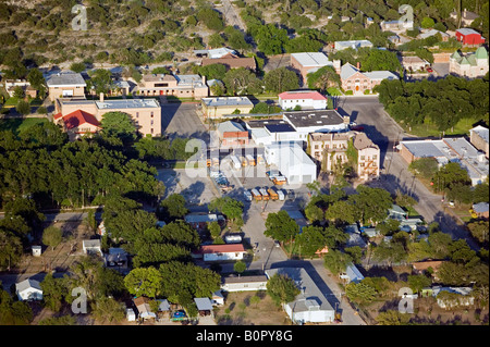 Aerial of the small remote town community of Goodooga on the eastern ...