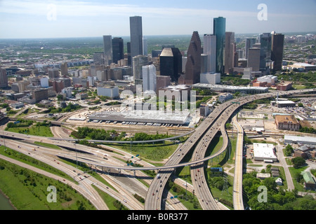 Aerial view of Interstate 45 and downtown Houston Texas Stock Photo - Alamy
