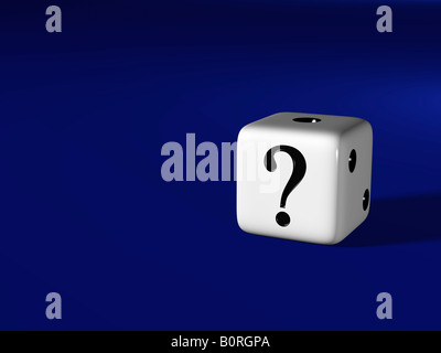 Dice with question mark symbol Stock Photo - Alamy