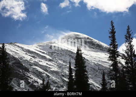 Strong wind in snow mountains of Canada Stock Photo - Alamy