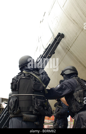 Police Dynamic Intervention Team preparing to raid aircraft Stock Photo ...