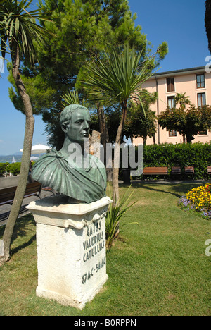 Bust of Roman Poet Catullus in Sirmione on Lake Garda in Northern Italy ...