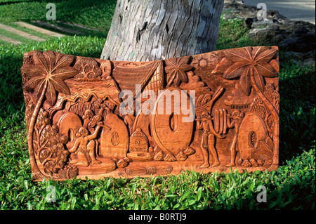 Carved Storyboard Palau Micronesia Stock Photo - Alamy
