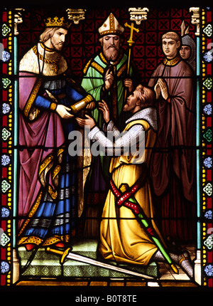 Stained Glass window of a Knight Templar Stock Photo - Alamy