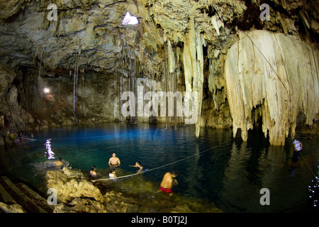 Cenote Xkeken Underground Cave Stalactite Formations Valladolid Mexico ...