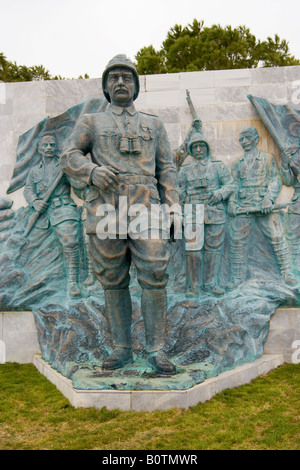 Relief and statue depicting Mustafa Kemal Ataturk commanding the ...
