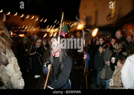 Drudes, masked witches, German folklore, Christmas market, Muehldorf am ...