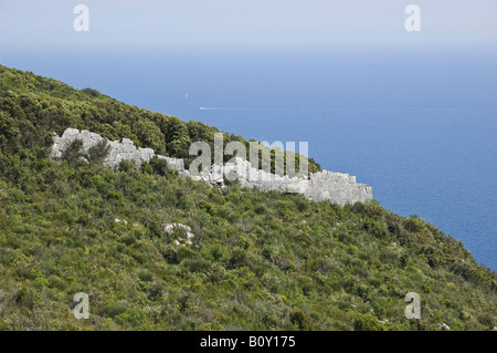 ancient roman walls of circe temple on the top of circeo promontory ...