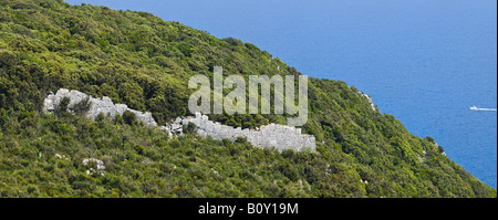 ancient roman walls of circe temple on the top of circeo promontory ...