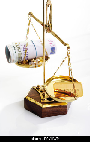 A scale of metal. An unbalanced scale Stock Photo - Alamy