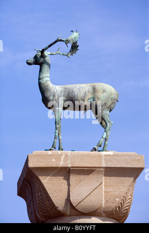 Greece Rhodes Mandraki harbour Close up of the Bronze Deer Stock Photo ...