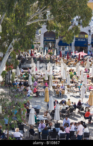 Gibraltar Cafe life and crowds in Casement Square Stock Photo - Alamy