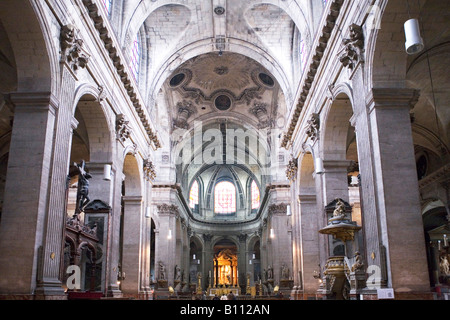 Interior of Eglise Saint Sulpice in Paris France Vertical orientation ...