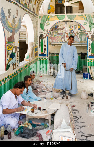 Alabaster factory on the west bank of the Nile River Luxor Egypt Stock ...
