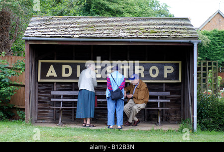 Adlestrop sign in bus shelter, Gloucestershire, England, UK Stock Photo ...
