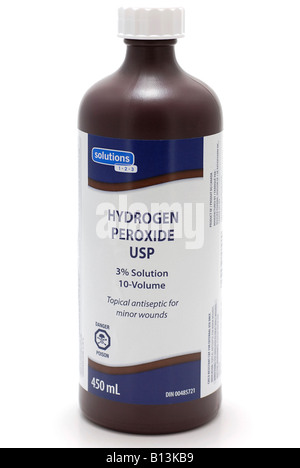 Bottle of Hydrogen Peroxide 6% Solution Disinfectant Mouthwash Stock ...