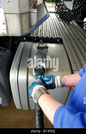Hgv Driver Filling Fuel Tank with derv Stock Photo - Alamy
