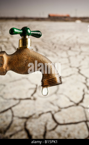 Earth in water drop dripping from faucet header design. Elements of ...