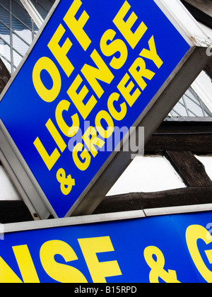 Shop sign for Off Licence selling English and Asian Foods. Hayes Stock ...