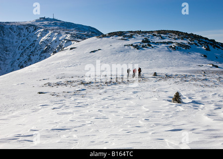 Winter hiking on Mount Clay above the Great Gulf in New Hampshire's ...