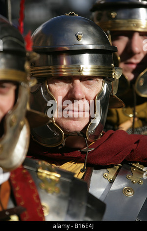 City of Chester, England. Roman soldiers and centurions marching ...