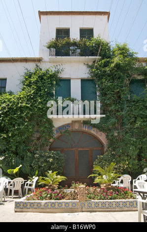 Traditional Spanish bar restaurant courtyard in Palma de Mallorca with ...