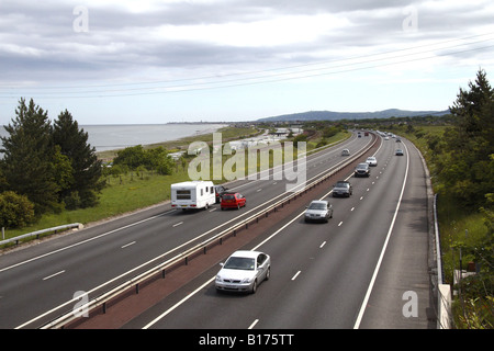 Traffic on the A55 expressway dual carriageway road near Rhyl, north ...