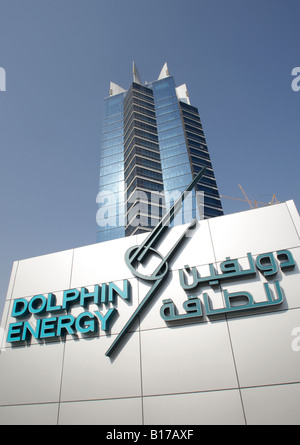 Office tower headquarters building of Qatar Gas company in Doha Qatar ...