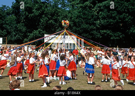 Traditional Maypole Dancing & Village Fete, Whitegate Village Stock ...